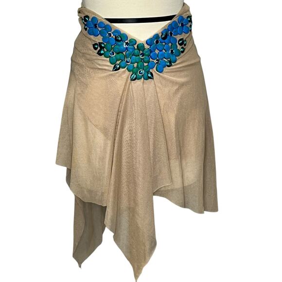 Ema Savahl | Skirts | Ema Savahl Skirt Womens S Beige Layered Mesh Hand ...